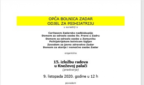 Otvorenje 15. izložbe radova povodom Svjetskog dana mentalnog zdravlja 2020. | Grad Zadar ...